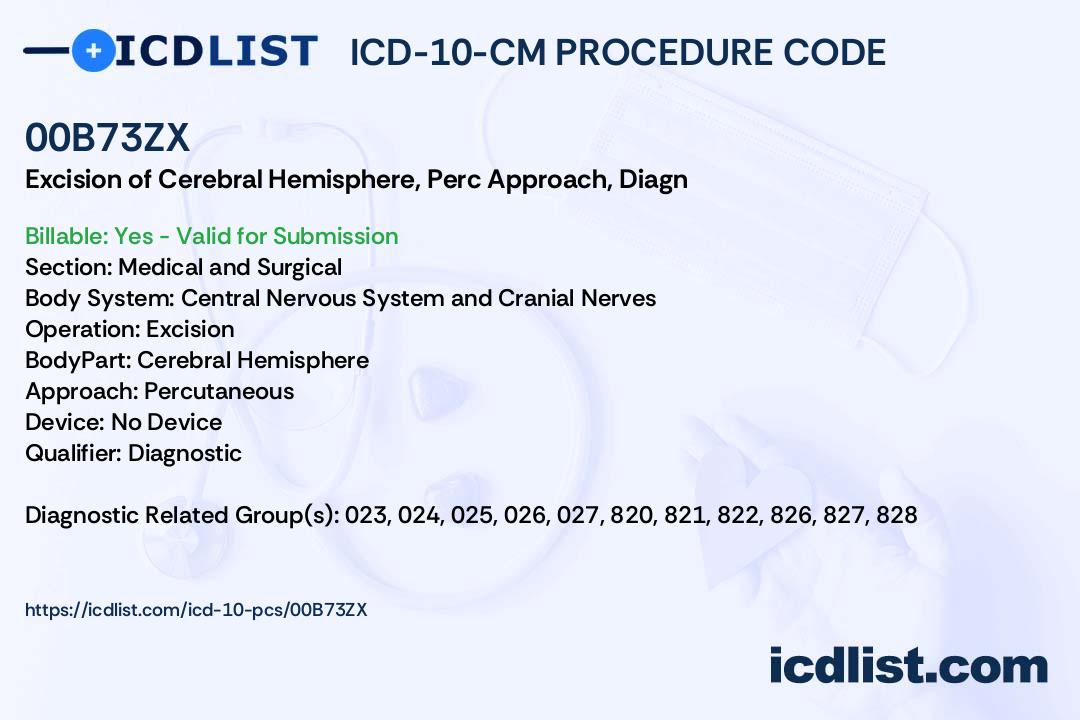 ICD-10-PCS Procedure Code 00B73ZX - Excision of Cerebral Hemisphere ...