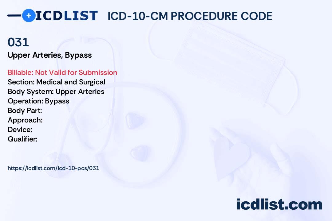 ICD-10-PCS Procedure Code 031 - Upper Arteries, Bypass