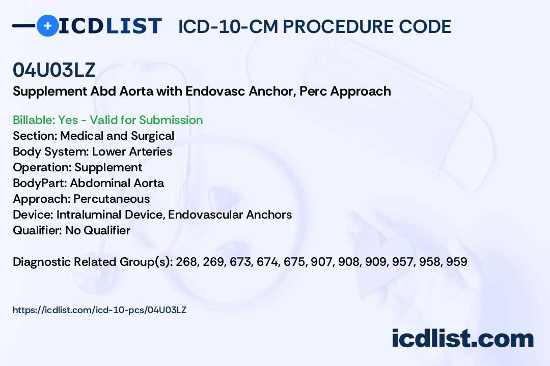 ICD-10-PCS Procedure Code 04U03LZ - Supplement Abdominal Aorta with ...