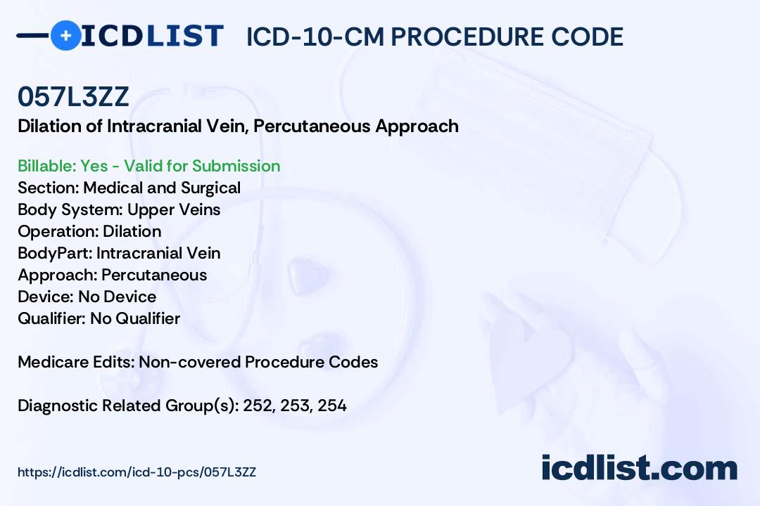ICD-10-PCS Procedure Code 057L3ZZ - Dilation of Intracranial Vein ...