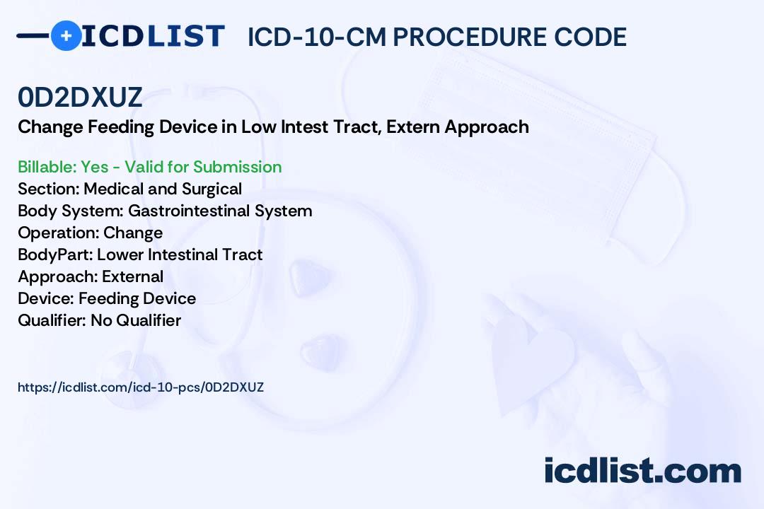ICD-10-PCS Procedure Code 0D2DXUZ - Change Feeding Device in Lower ...