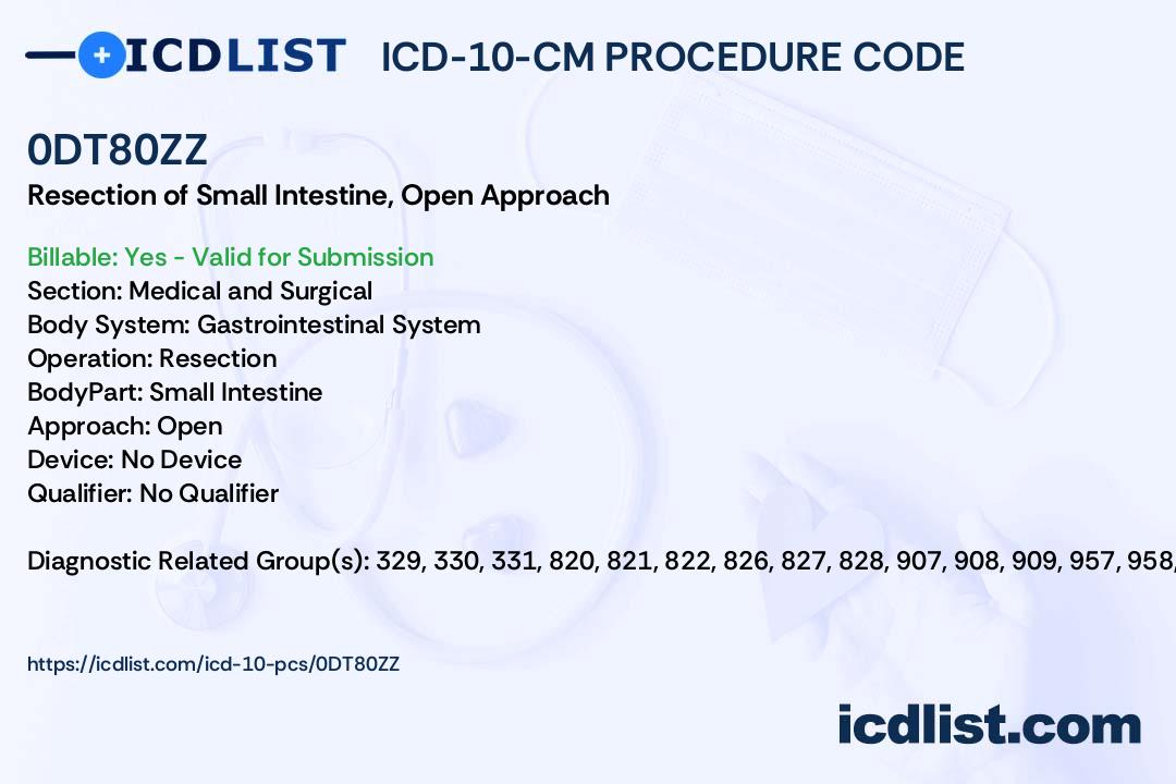 ICD-10-PCS Procedure Code 0DT80ZZ - Resection of Small Intestine, Open ...
