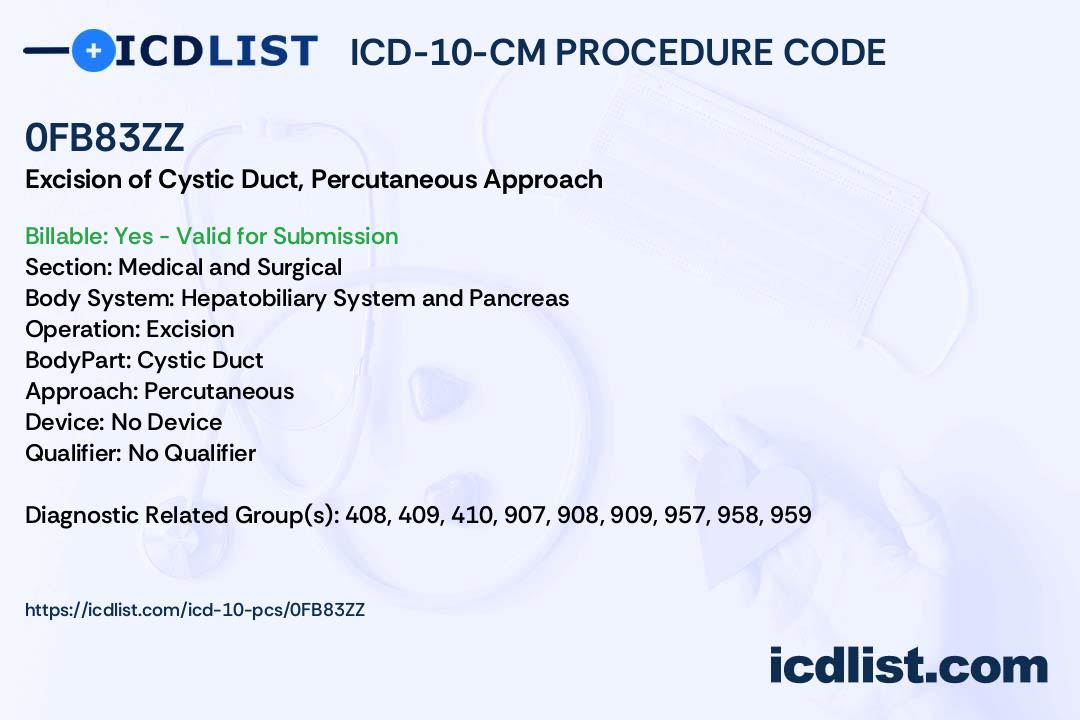 ICD-10-PCS Procedure Code 0FB83ZZ - Excision of Cystic Duct ...