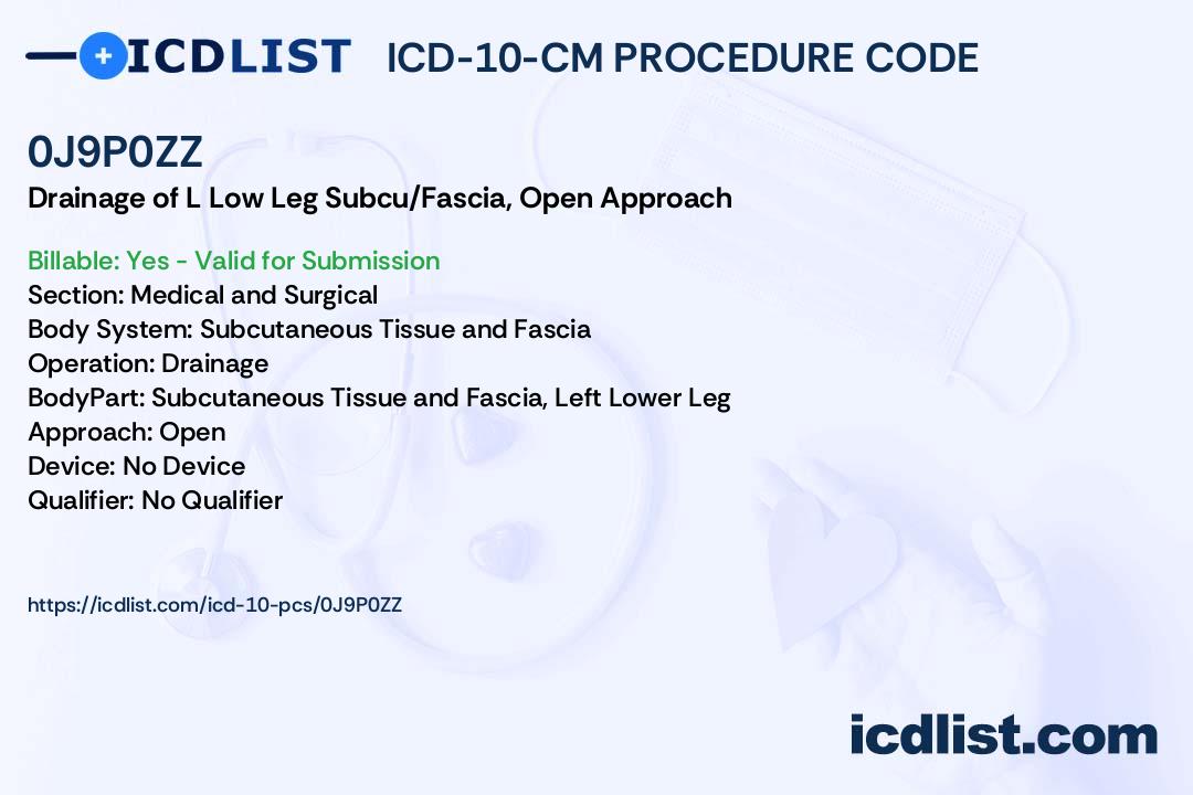 ICD-10-PCS Procedure Code 0J9P0ZZ - Drainage of Left Lower Leg ...