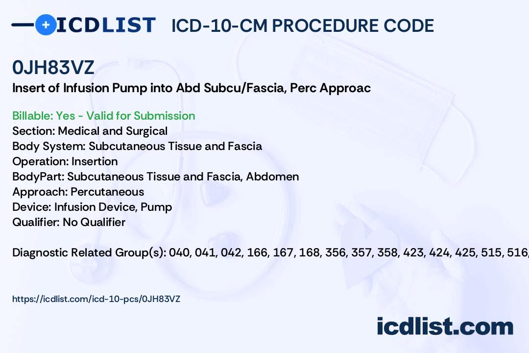 ICD-10-PCS Procedure Code 0JH83VZ - Insertion of Infusion Pump into ...