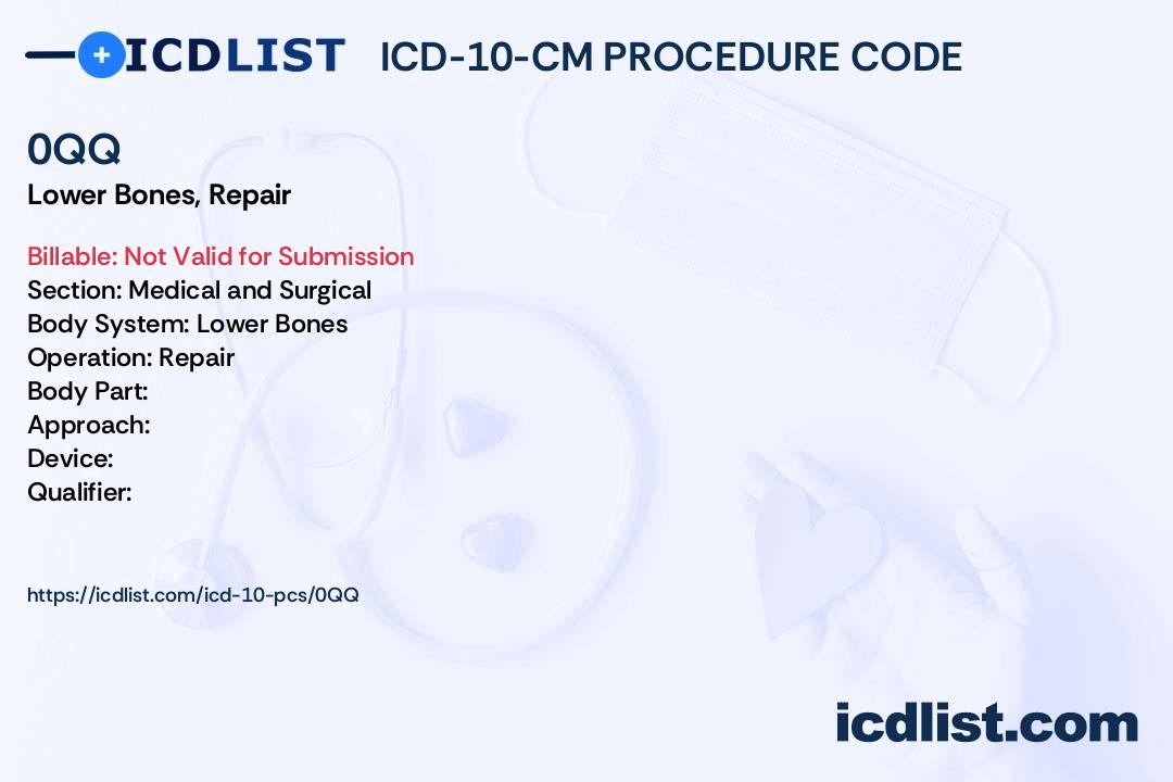 ICD-10-PCS Procedure Code 0QQ - Lower Bones, Repair