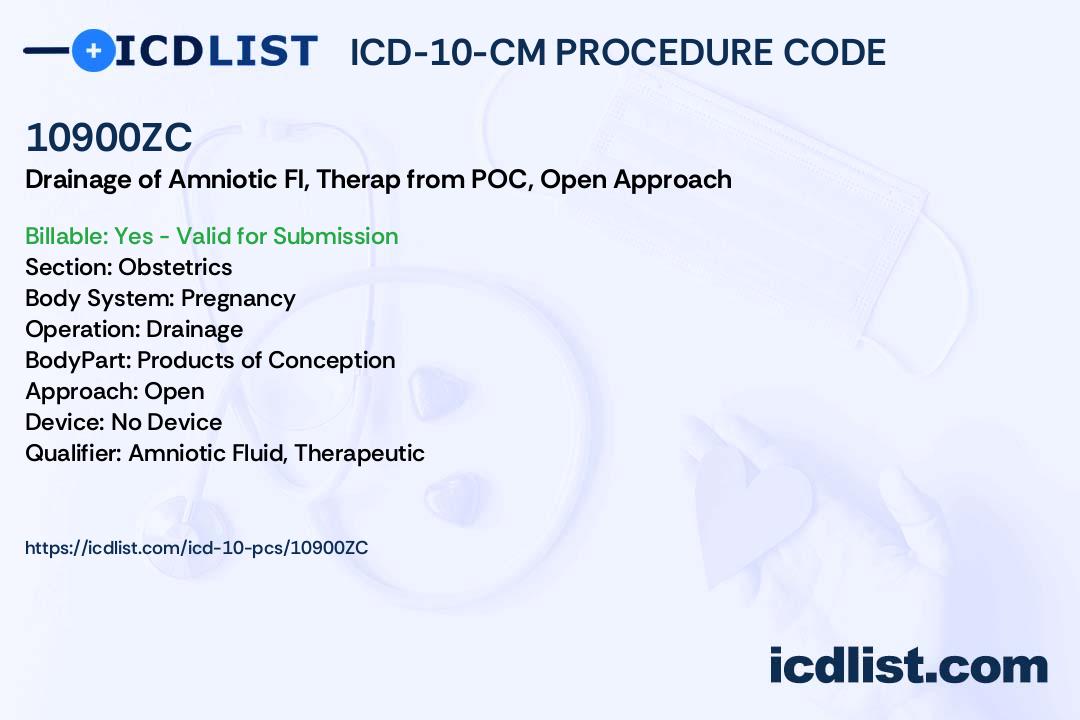 ICD-10-PCS Procedure Code 10900ZC - Drainage of Amniotic Fluid ...