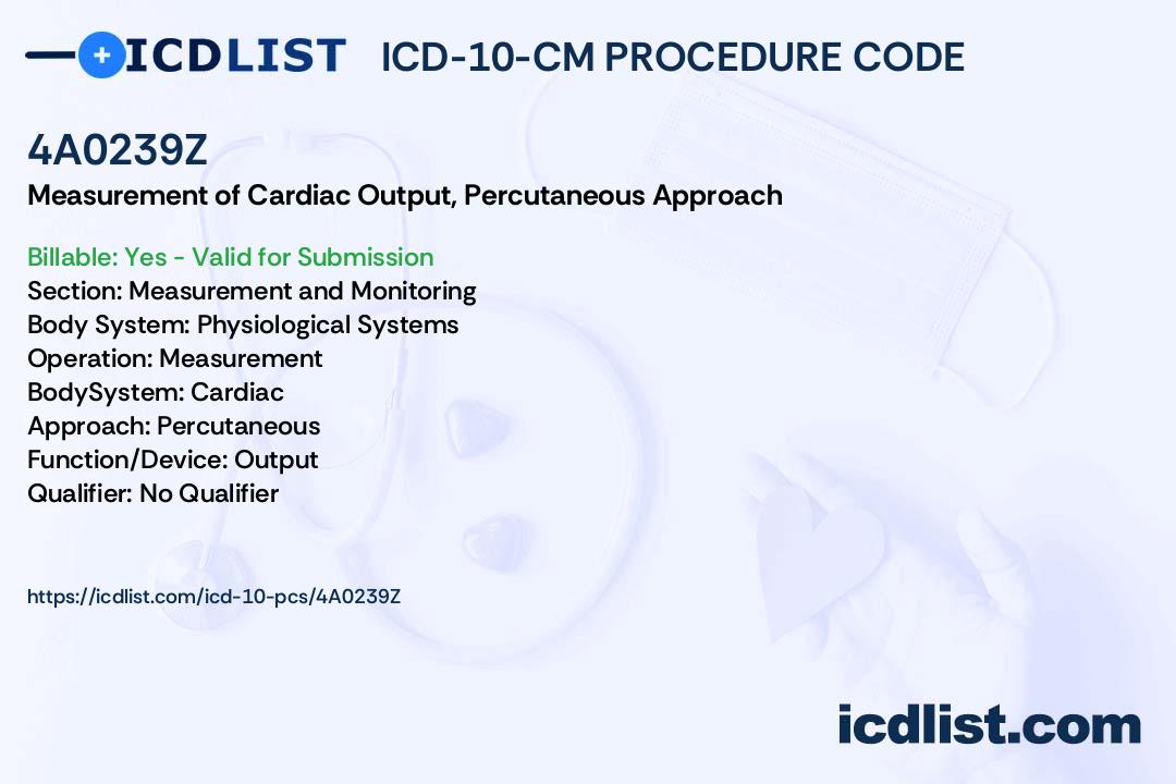 ICD-10-PCS Procedure Code 4A0239Z - Measurement of Cardiac Output ...