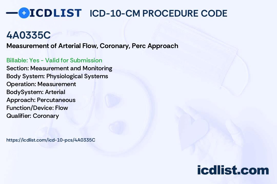 ICD-10-PCS Procedure Code 4A0335C - Measurement of Arterial Flow ...