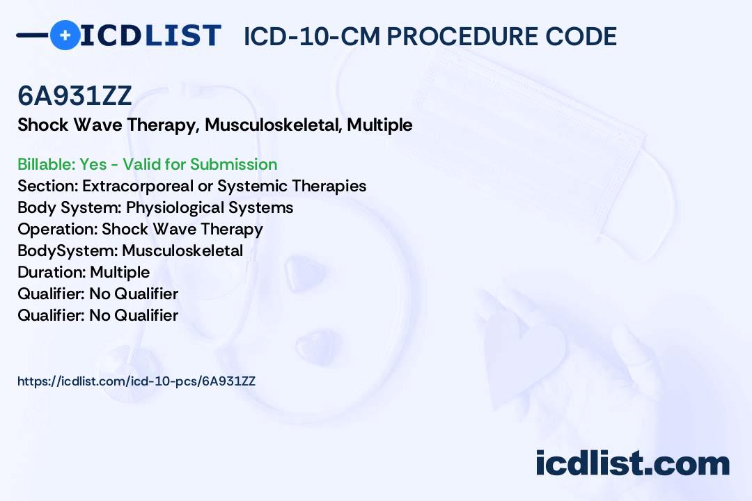 ICD-10-PCS Procedure Code 6A931ZZ - Shock Wave Therapy, Musculoskeletal ...