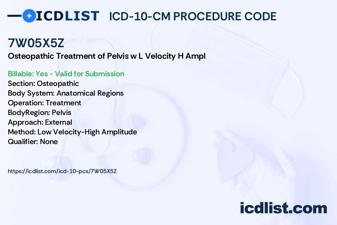 ICD-10-PCS Procedure Code 7W05X5Z - Osteopathic Treatment of Pelvis ...