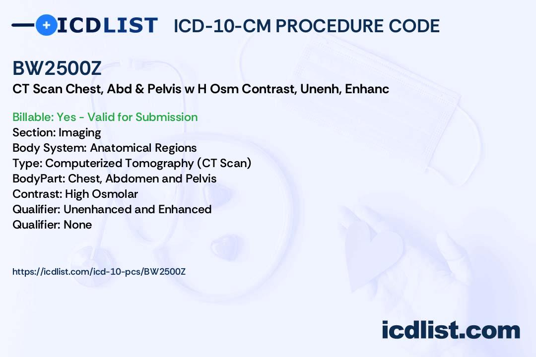 ICD-10-PCS Procedure Code BW2500Z - Computerized Tomography (CT Scan ...
