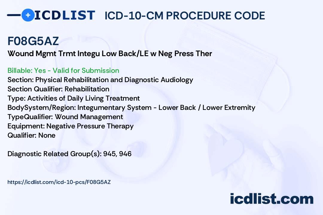 ICD-10-PCS Procedure Code F08G5AZ - Wound Management Treatment of ...