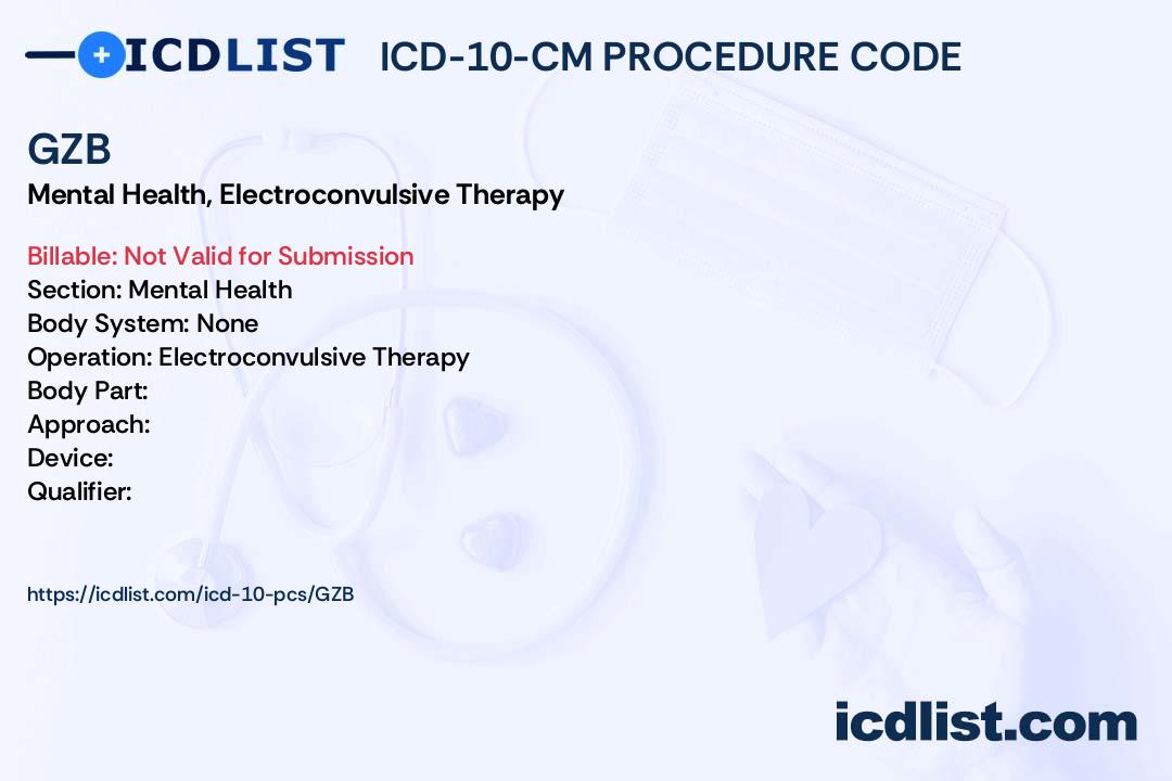 ICD-10-PCS Procedure Code GZB - Mental Health, Electroconvulsive Therapy
