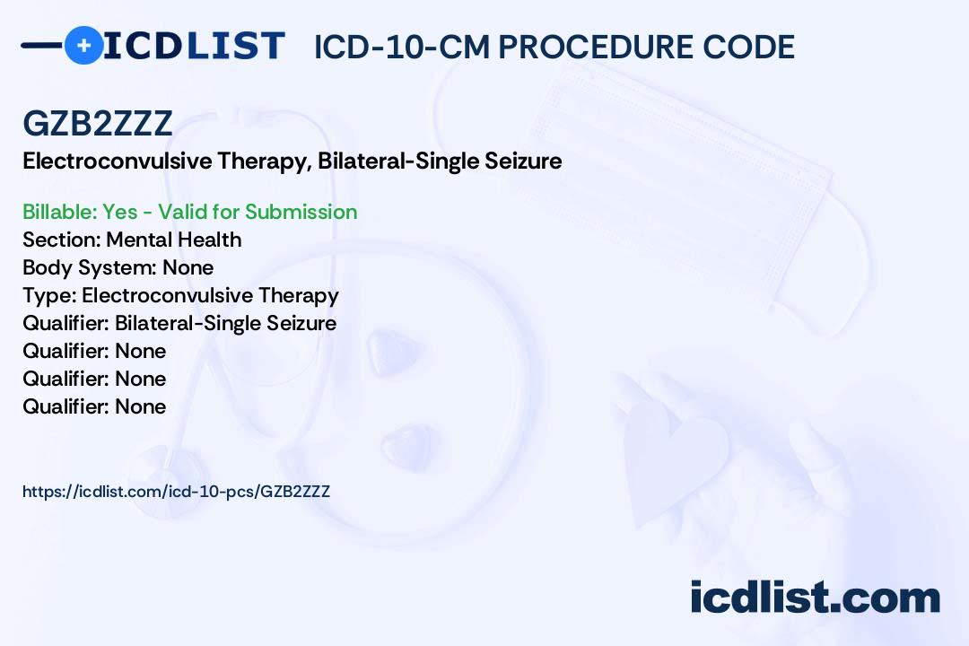 ICD-10-PCS Procedure Code GZB2ZZZ - Electroconvulsive Therapy ...