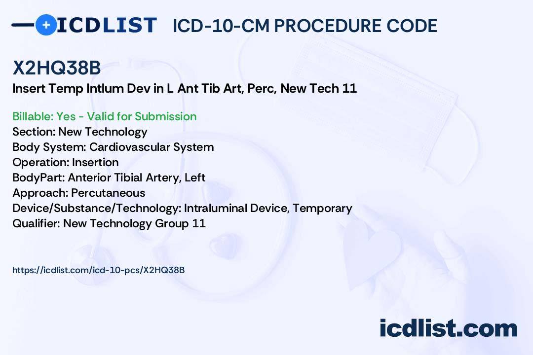 ICD-10-PCS Procedure Code X2HQ38B - Insertion of Temporary Intraluminal ...