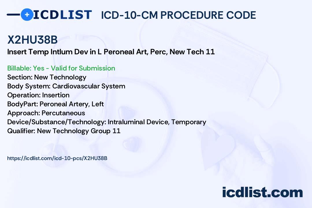 ICD-10-PCS Procedure Code X2HU38B - Insertion of Temporary Intraluminal ...