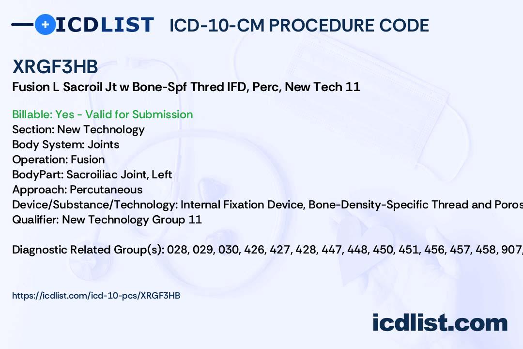 ICD-10-PCS Procedure Code XRGF3HB - Fusion of Left Sacroiliac Joint ...