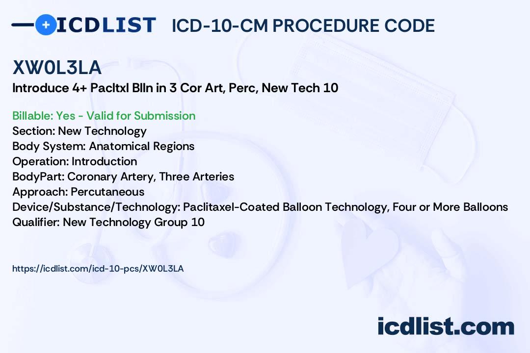 ICD-10-PCS Procedure Code XW0L3LA - Introduction of Paclitaxel-Coated ...