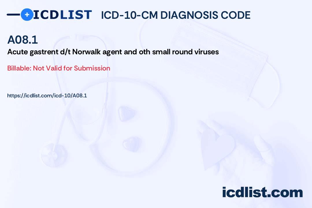 ICD-10-CM Diagnosis Code A08.1 - Acute gastroenteropathy due to Norwalk ...