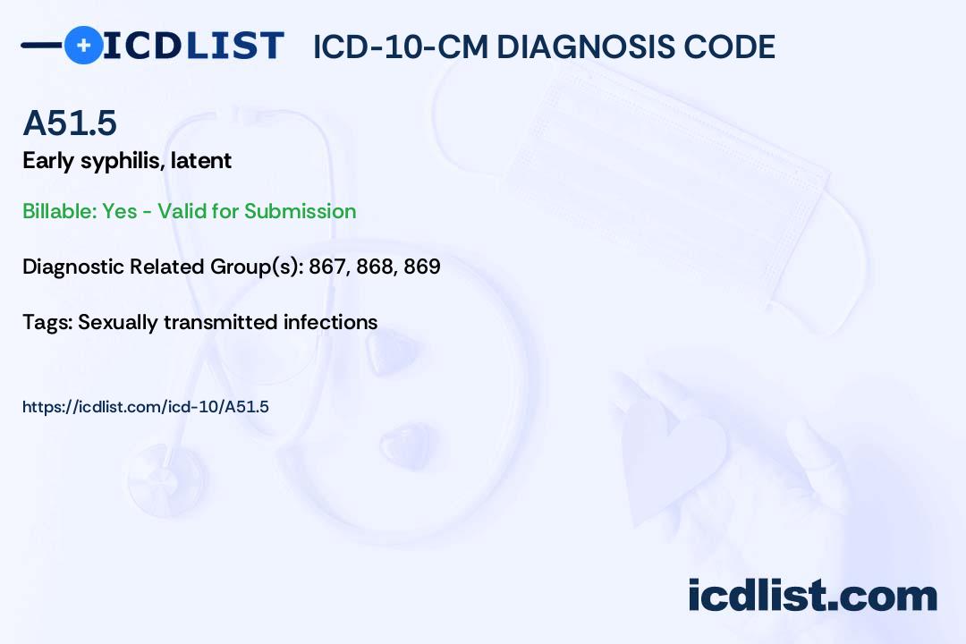 ICD-10-CM Diagnosis Code A51.5 - Early syphilis, latent