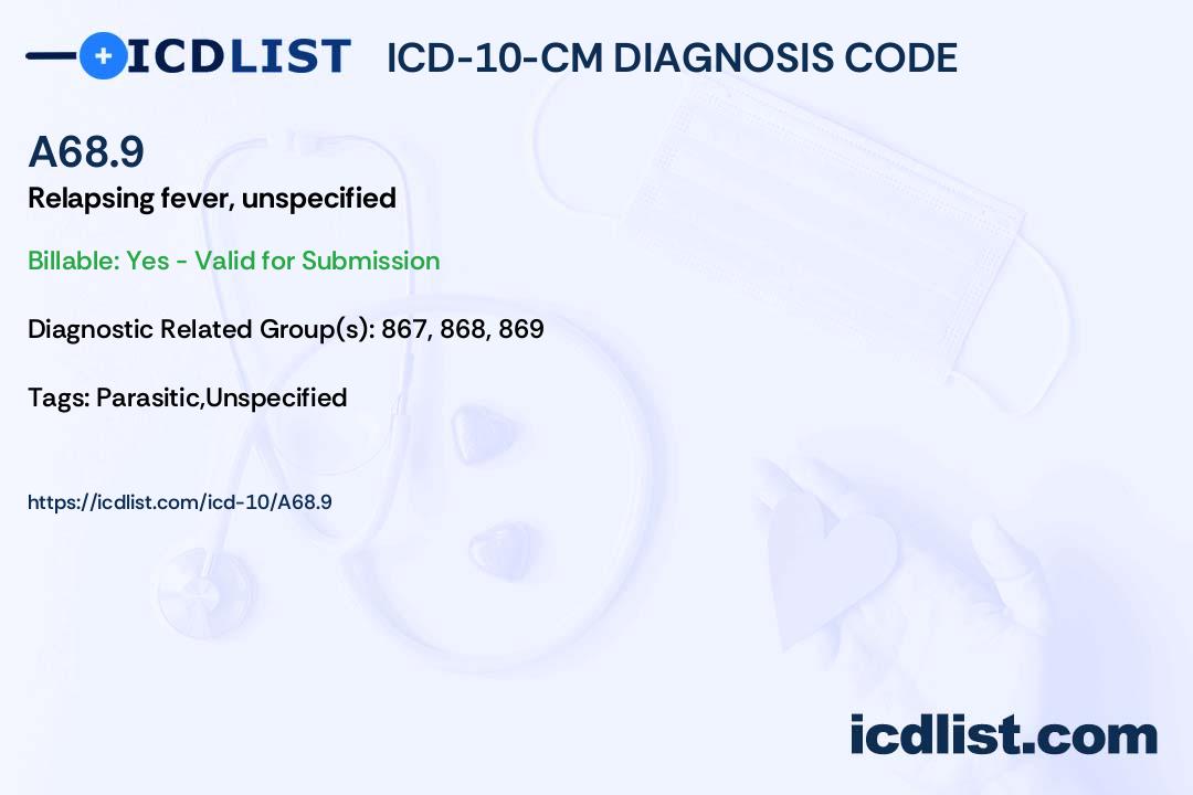 ICD-10-CM Diagnosis Code A68.9 - Relapsing fever, unspecified