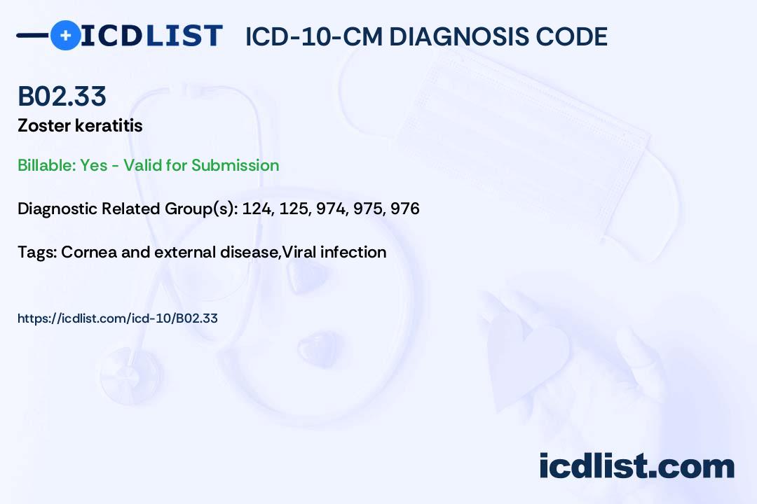 ICD-10-CM Diagnosis Code B02.33 - Zoster keratitis