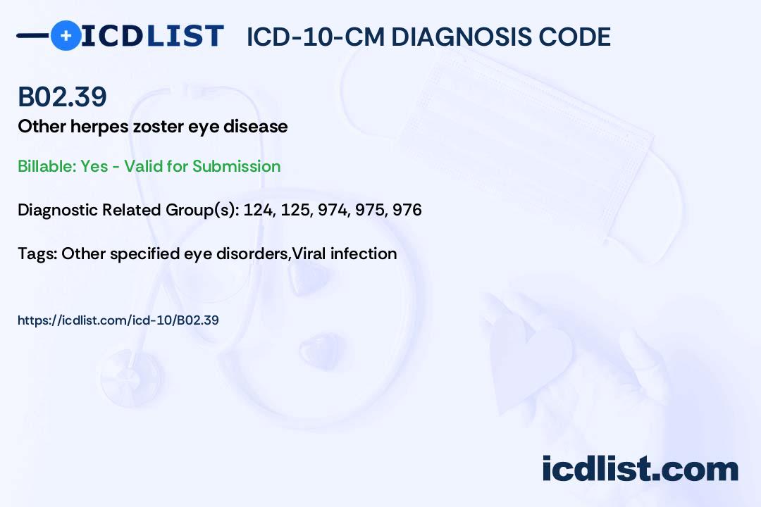 ICD-10-CM Diagnosis Code B02.39 - Other herpes zoster eye disease