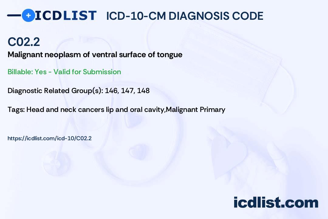 ICD-10-CM Diagnosis Code C02.2 - Malignant neoplasm of ventral surface ...