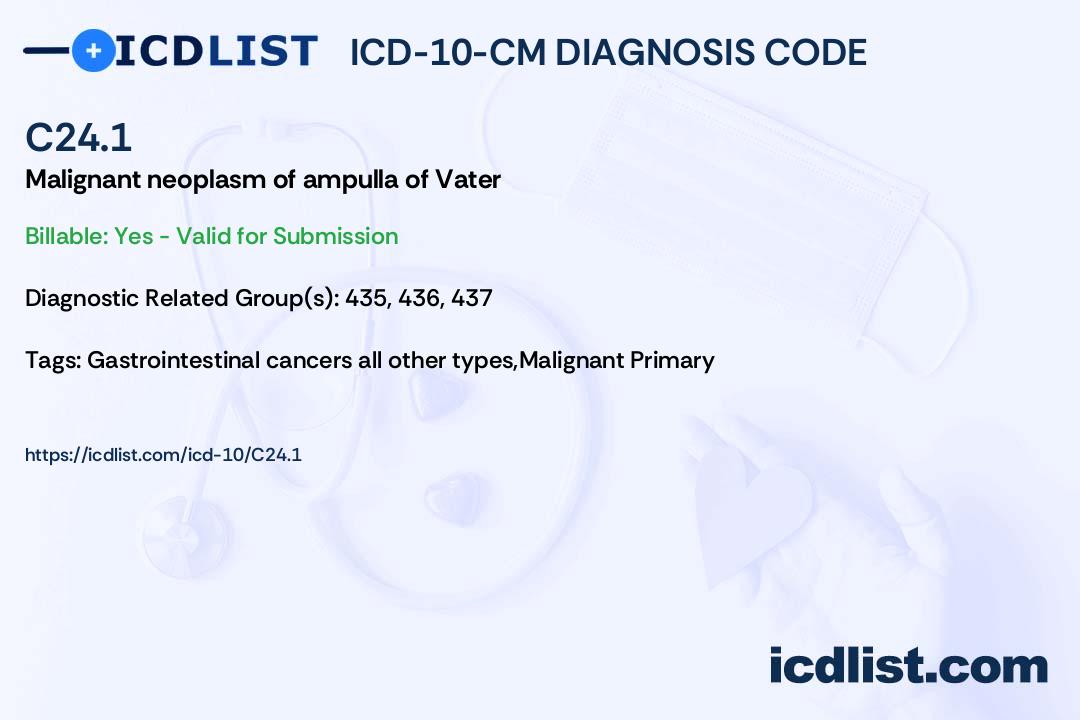 ICD-10-CM Diagnosis Code C24.1 - Malignant neoplasm of ampulla of Vater