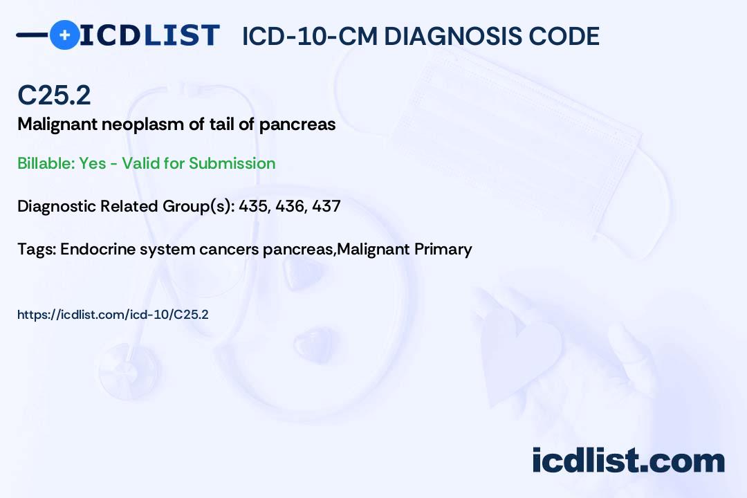 ICD-10-CM Diagnosis Code C25.2 - Malignant neoplasm of tail of pancreas