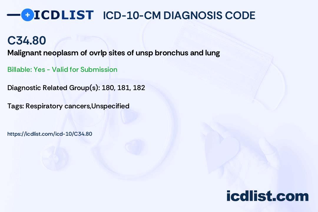 ICD-10-CM Diagnosis Code C34.80 - Malignant neoplasm of overlapping ...