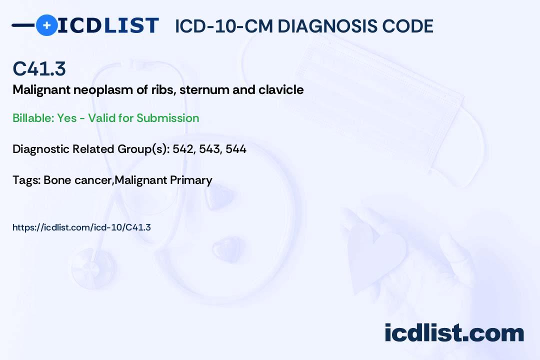 ICD-10-CM Diagnosis Code C41.3 - Malignant neoplasm of ribs, sternum ...