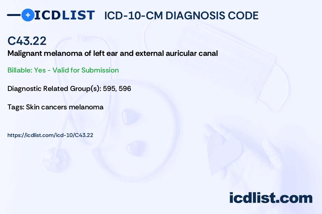 ICD-10-CM Diagnosis Code C43.22 - Malignant melanoma of left ear and ...
