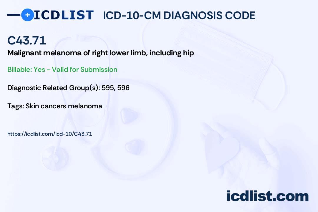 ICD-10-CM Diagnosis Code C43.71 - Malignant melanoma of right lower ...