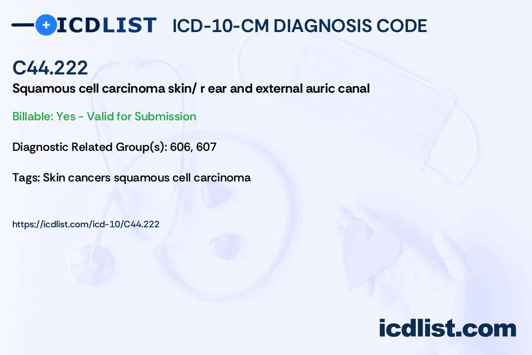 ICD-10-CM Diagnosis Code C44.222 - Squamous cell carcinoma of skin of ...