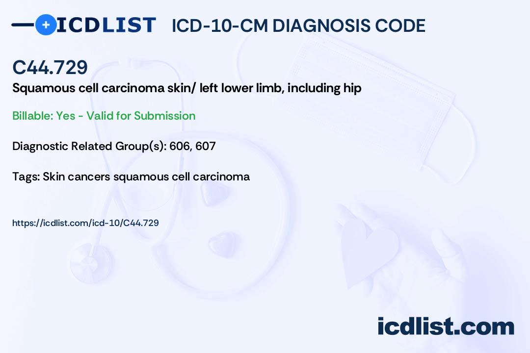 ICD-10-CM Diagnosis Code C44.729 - Squamous cell carcinoma of skin of ...