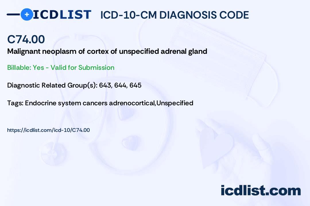 ICD-10-CM Diagnosis Code C74.00 - Malignant neoplasm of cortex of ...