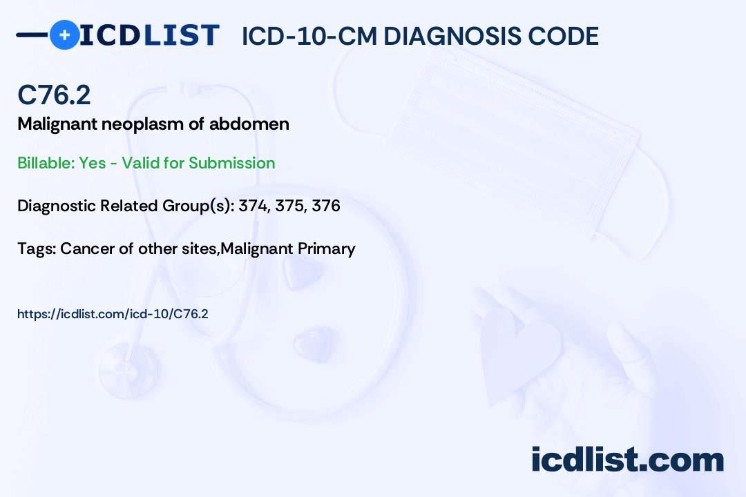ICD-10-CM Diagnosis Code C76.2 - Malignant neoplasm of abdomen