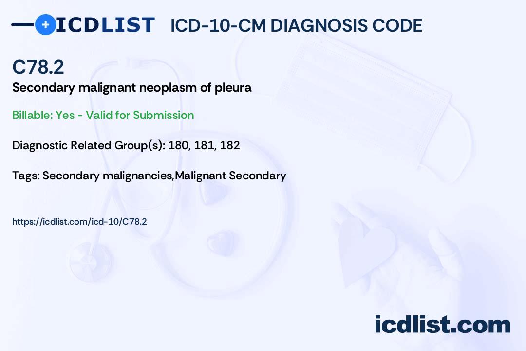 ICD-10-CM Diagnosis Code C78.2 - Secondary malignant neoplasm of pleura