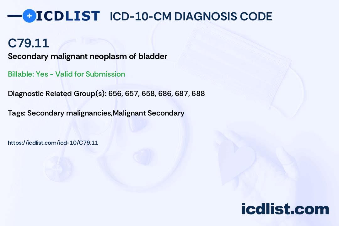 ICD-10-CM Diagnosis Code C79.11 - Secondary malignant neoplasm of bladder