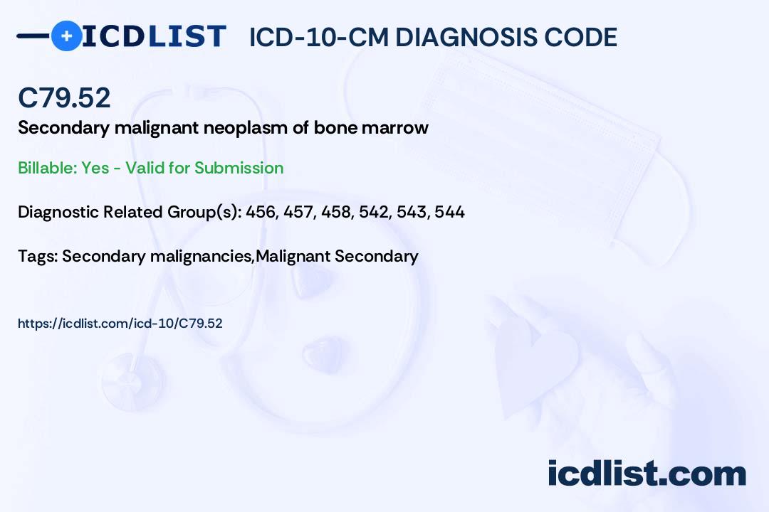 ICD-10-CM Diagnosis Code C79.52 - Secondary malignant neoplasm of bone ...