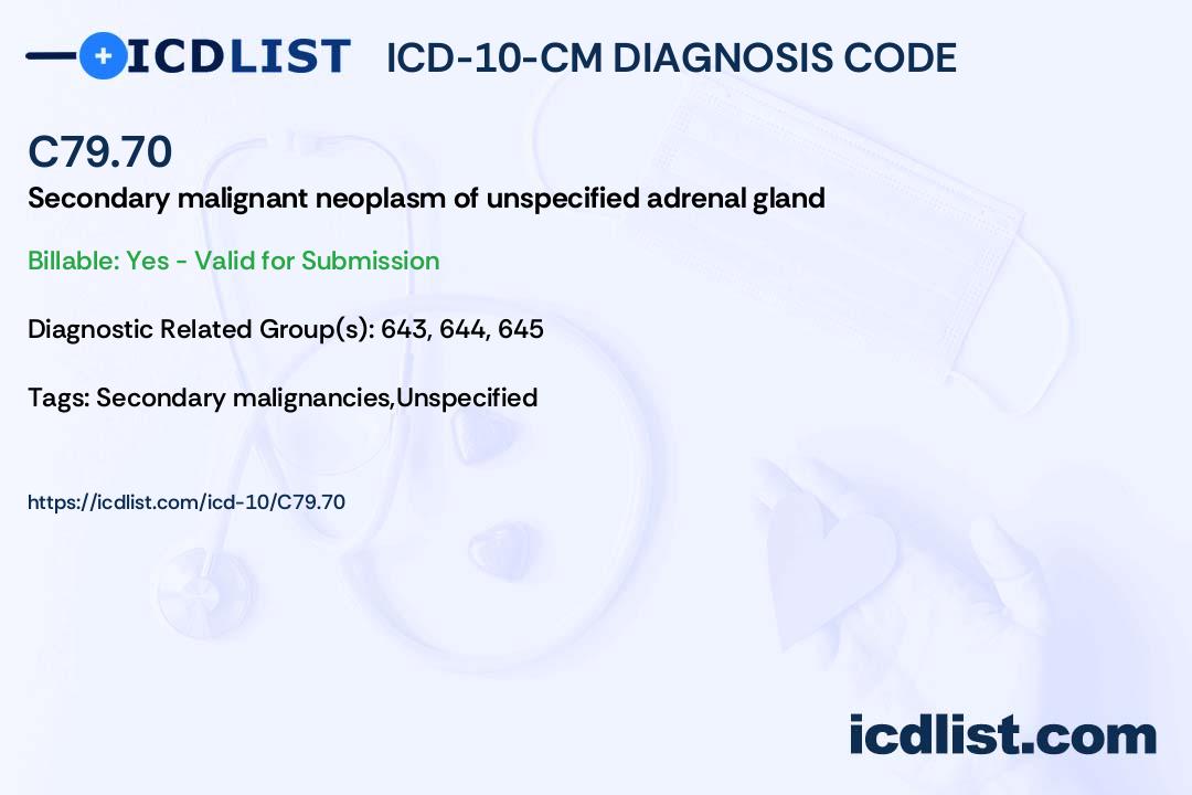 ICD-10-CM Diagnosis Code C79.70 - Secondary malignant neoplasm of ...