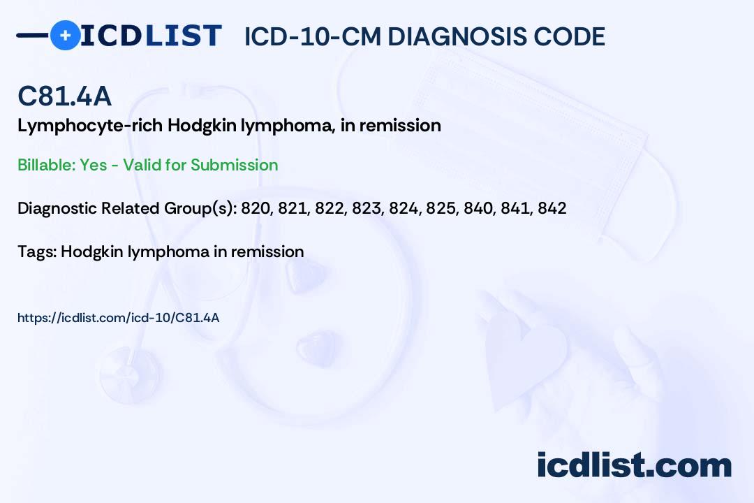 ICD-10-CM Diagnosis Code C81.4A - Lymphocyte-rich Hodgkin lymphoma, in ...