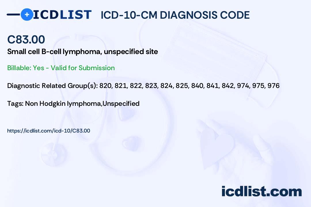 ICD-10-CM Diagnosis Code C83.00 - Small cell B-cell lymphoma ...
