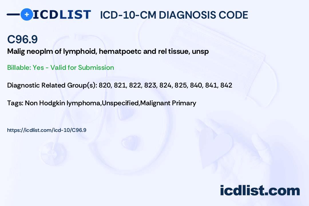 ICD-10-CM Diagnosis Code C96.9 - Malignant neoplasm of lymphoid ...