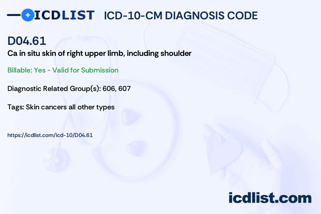ICD-10-CM Diagnosis Code D04.61 - Carcinoma in situ of skin of right ...