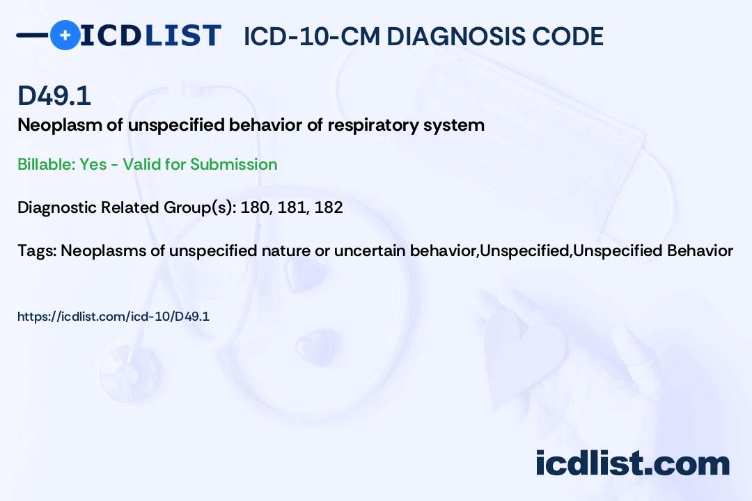 ICD-10-CM Diagnosis Code D49.1 - Neoplasm of unspecified behavior of ...