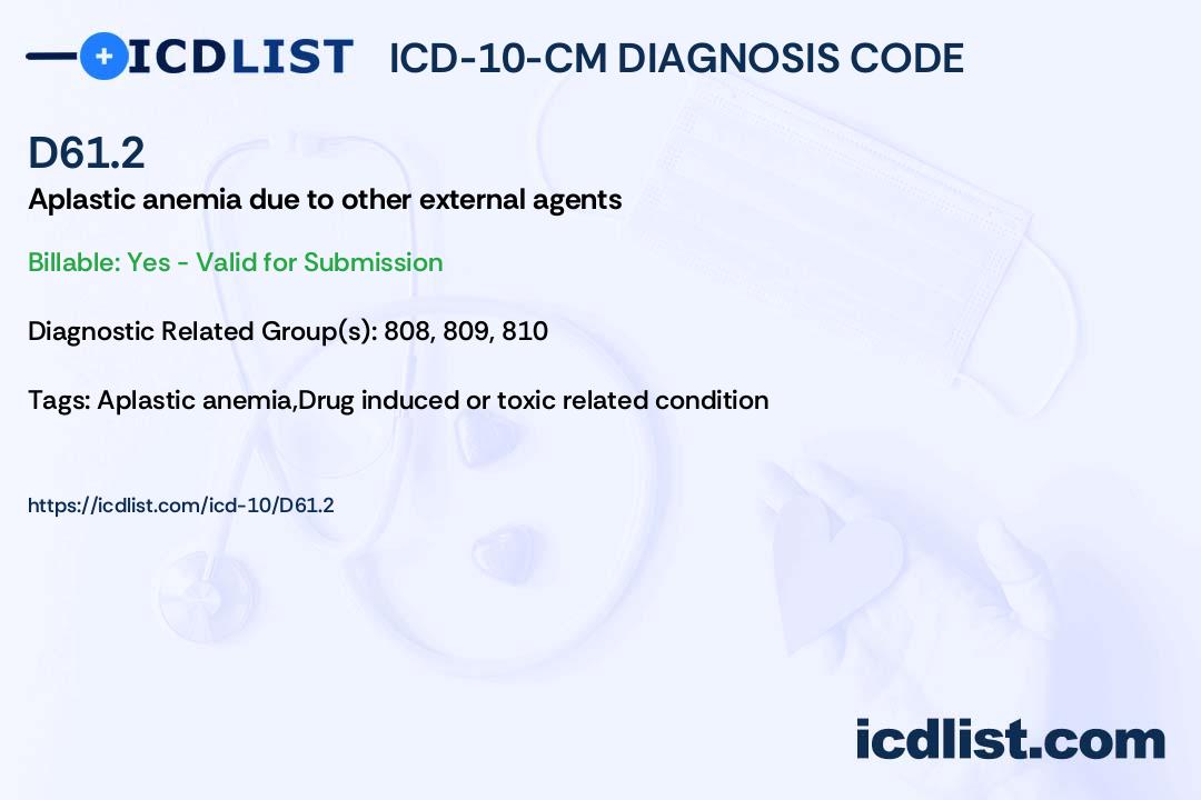 ICD-10-CM Diagnosis Code D61.2 - Aplastic anemia due to other external ...