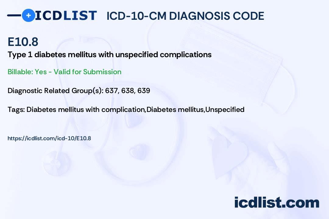 ICD-10-CM Diagnosis Code E10.8 - Type 1 diabetes mellitus with ...